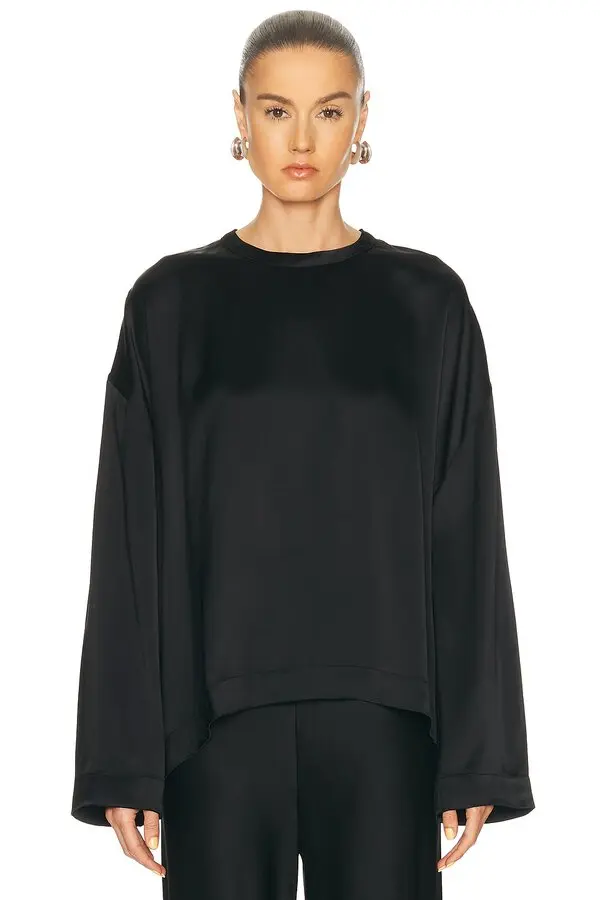 TOTEME Boxy Satin Top - Black