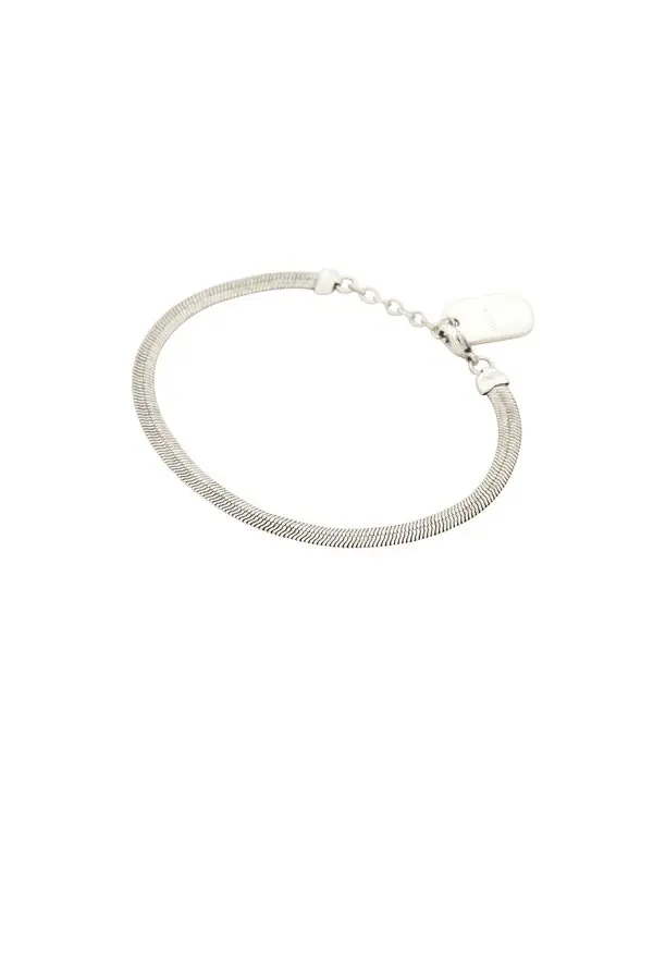 Saint Laurent Flat Snake Chain Bracelet - Oxidized Silver