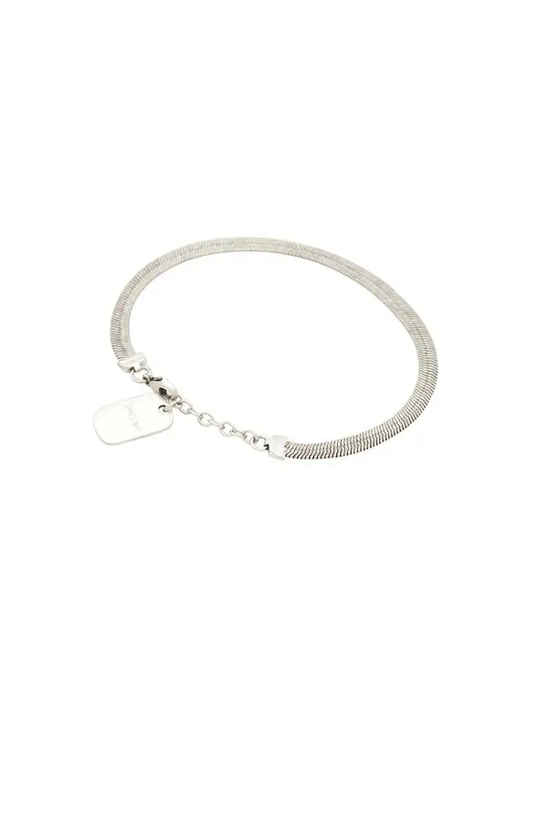 Saint Laurent Flat Snake Chain Bracelet - Oxidized Silver