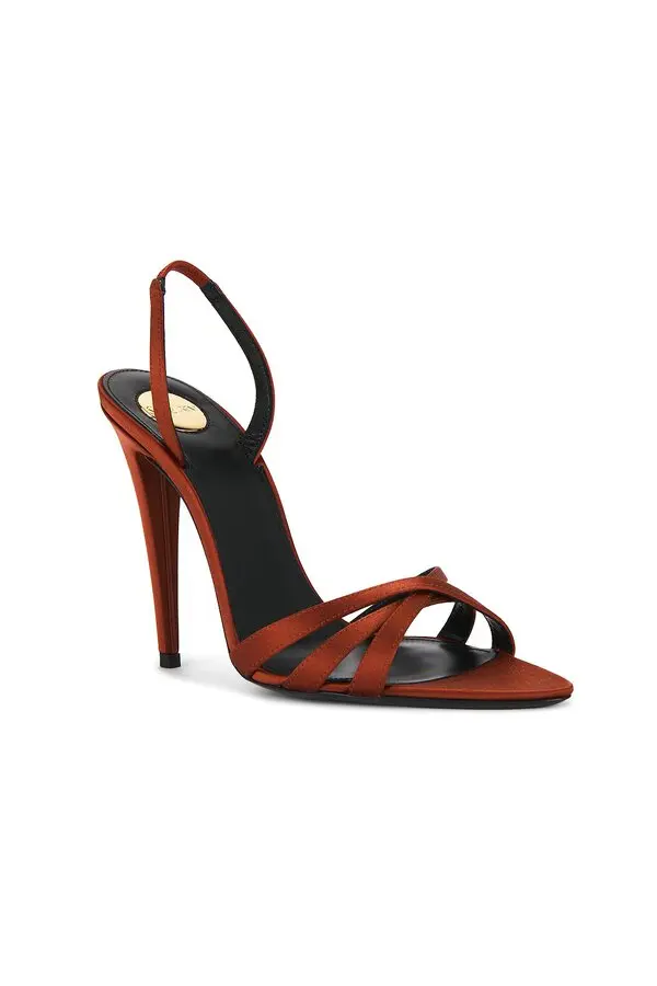 Saint Laurent Kate Sandal - Dark Ruggine & New Dark