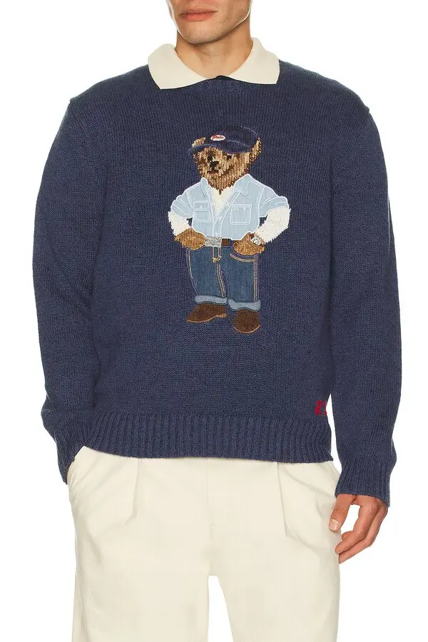 Polo Ralph Lauren Bear Crewneck Sweater - Light Navy