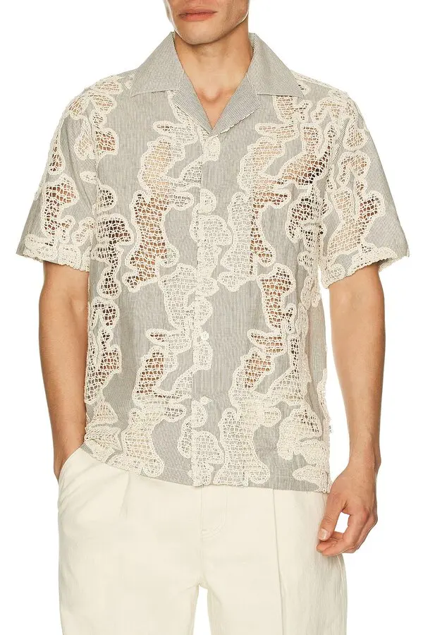 Nn07 Short Sleeve Crochet Shirt - Deep Truffle