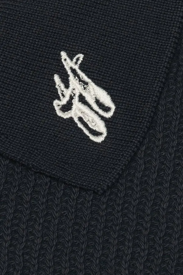 HONOR THE GIFT Wavy Knit Long Sleeve Polo - Navy