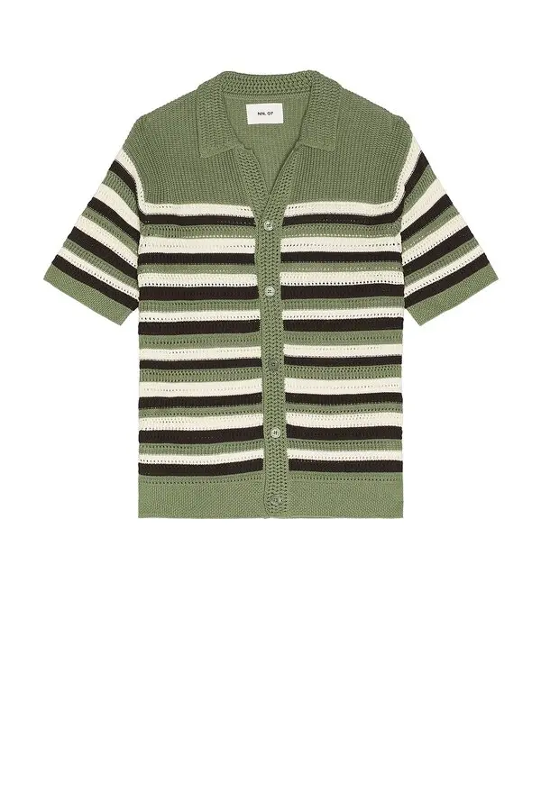 Nn07 Lars Polo Cardigan In Green