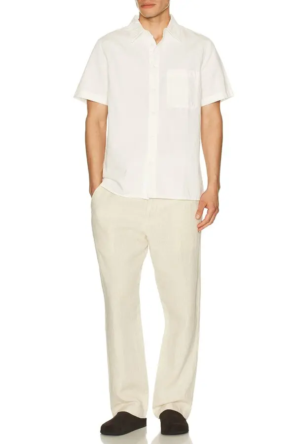 Citizens Of Humanity Short Sleeve Pocket Cairo Shirt In White - Soft White