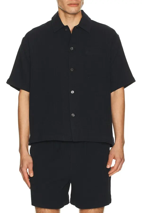 FRAME Open Weave Shirt In Navy