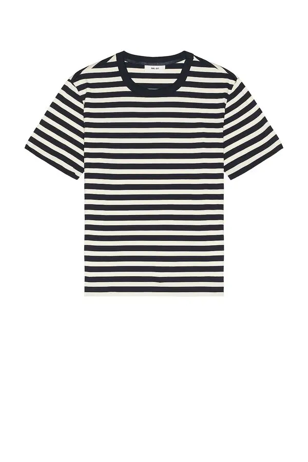 Nn07 Pedro Tee In Blue - Navy Stripe