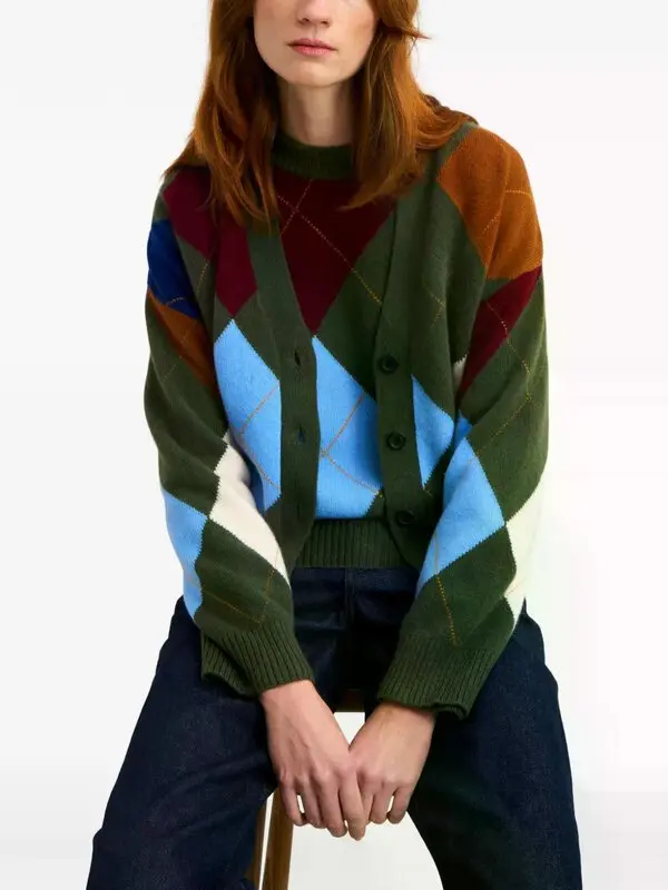 Pringle Of Scotland Argyle Pattern Cardigan - Green