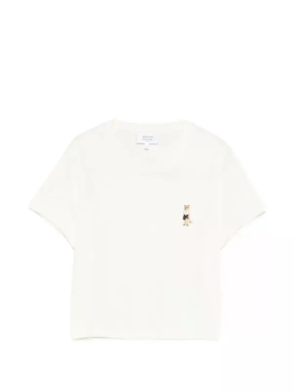 Maison Kitsuné Logo Embroidered T-shirt - Neutrals