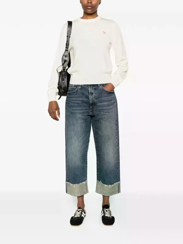 Maison Kitsuné Fox Embroidered Sweater - Neutrals