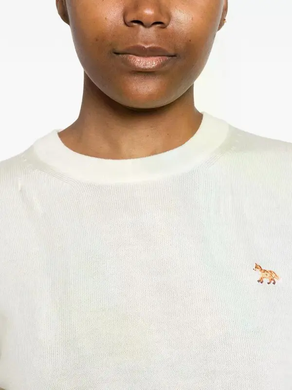 Maison Kitsuné Fox Embroidered Sweater - Neutrals