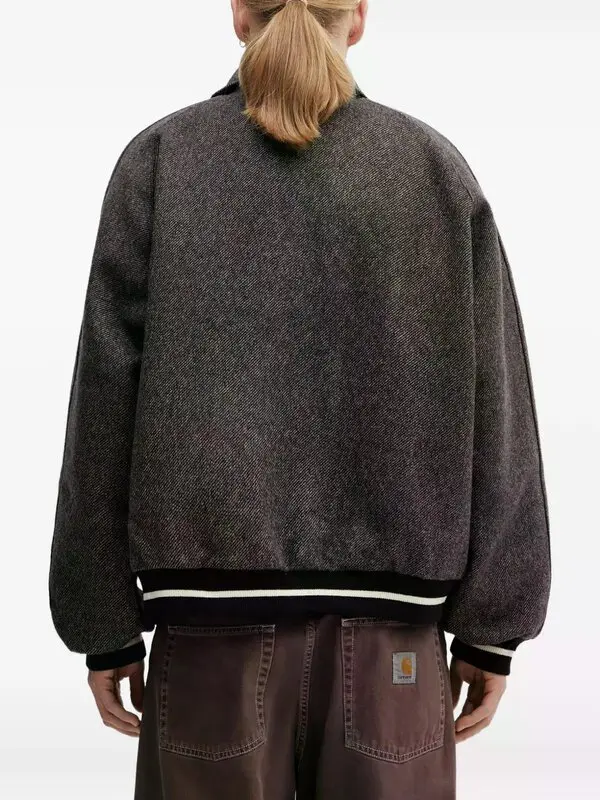WALES BONNER Buttoned Herringbone-pattern Bomber Jacket