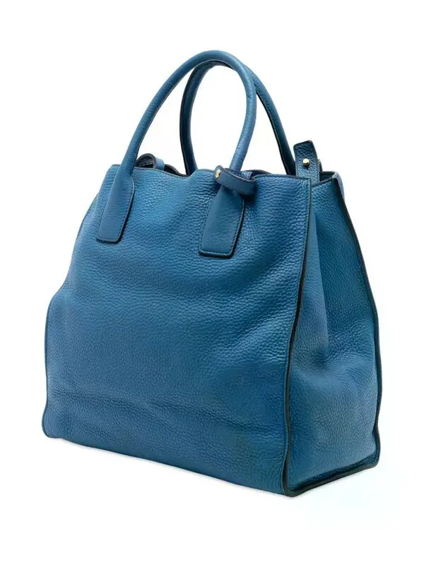 Prada Vitello Daino Open Convertible Tote Satchel - Blue