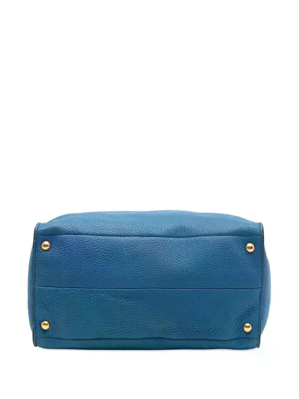 Prada Vitello Daino Open Convertible Tote Satchel - Blue