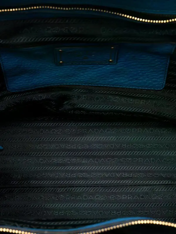 Prada Vitello Daino Open Convertible Tote Satchel - Blue