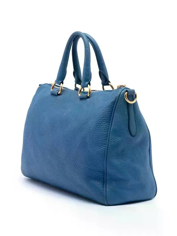 Prada Vitello Daino Zip Top Satchel 2021-2026 - Blue