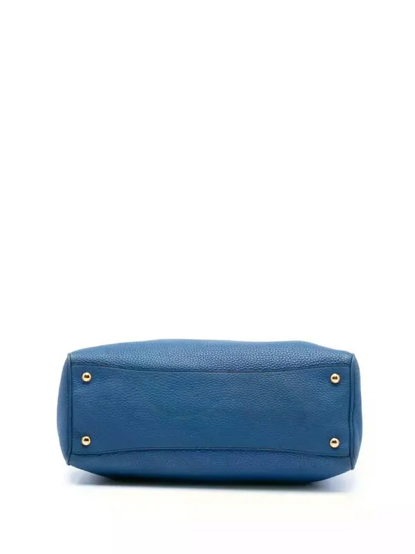 Prada Vitello Daino Zip Top Satchel 2021-2026 - Blue