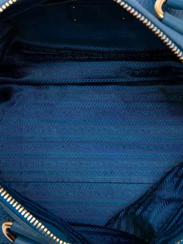 Prada Vitello Daino Zip Top Satchel 2021-2026 - Blue