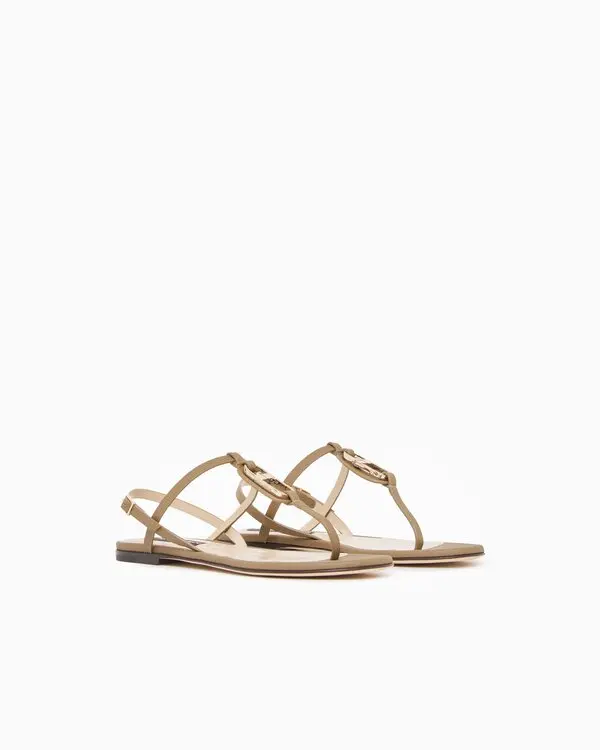 Giorgio Armani Leather Flat Thong Sandals
