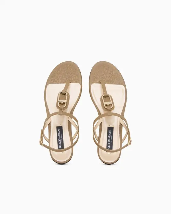 Giorgio Armani Leather Flat Thong Sandals