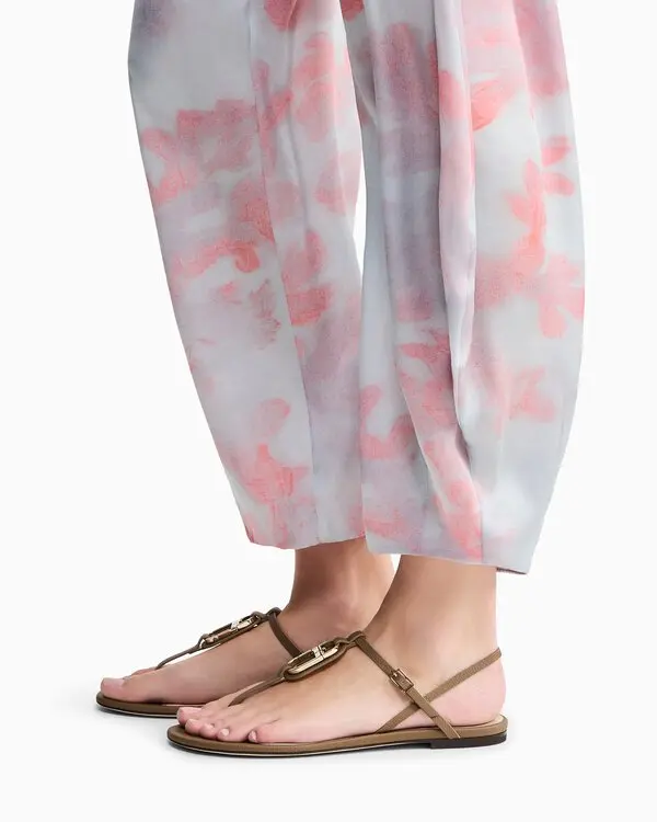 Giorgio Armani Leather Flat Thong Sandals