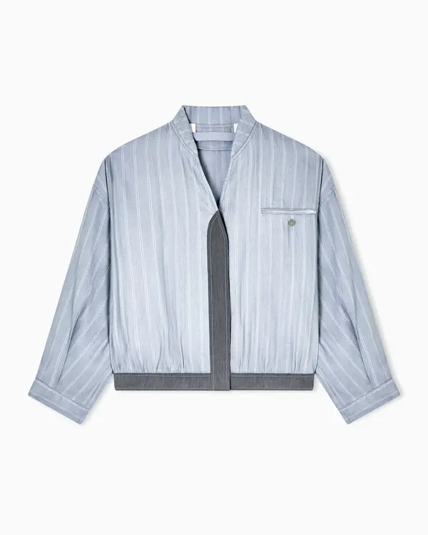 Giorgio Armani Pinstriped Silk And Linen Blouson