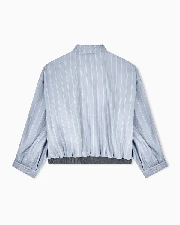 Giorgio Armani Pinstriped Silk And Linen Blouson
