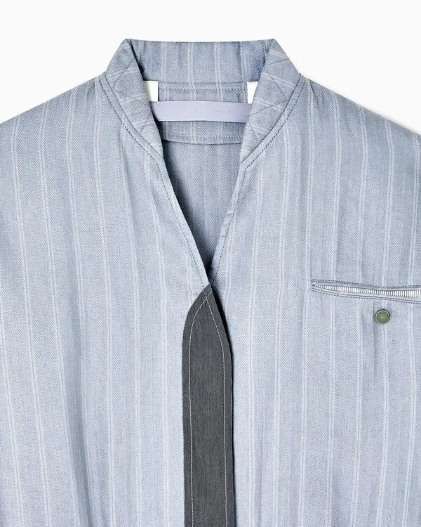 Giorgio Armani Pinstriped Silk And Linen Blouson