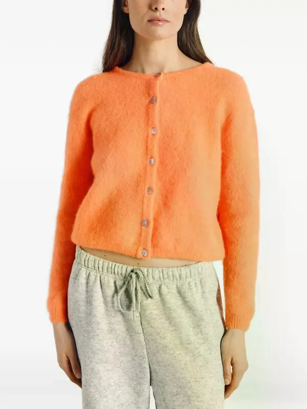 American Vintage Buttoned Ribbed Cardigan - Orange