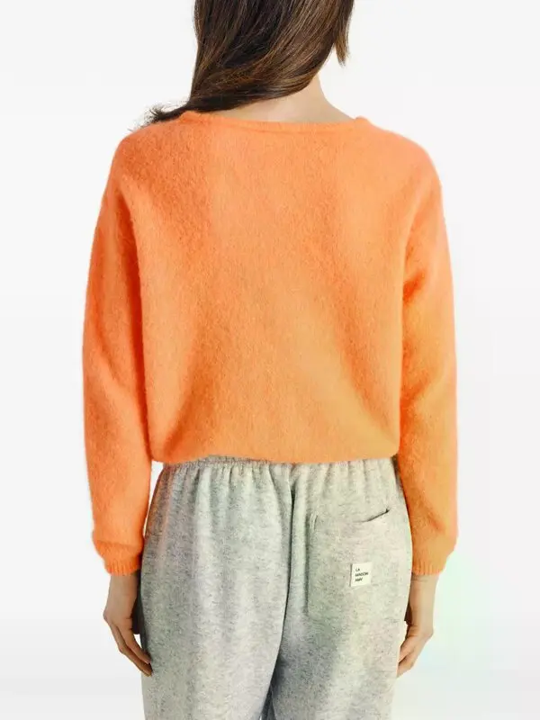 American Vintage Buttoned Ribbed Cardigan - Orange