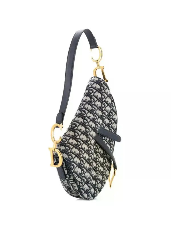 Dior Saddle Oblique Canvas Shoulder Bag - Blue