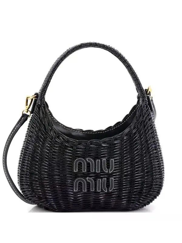 Miu Miu Wander Hobo Wicker Mini Shoulder Bag