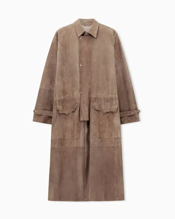 Giorgio Armani Suede Lambskin Single-breasted Trench Coat