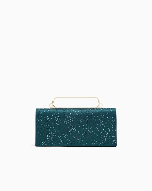 Giorgio Armani Satin And Rhinestone Clutch - Green