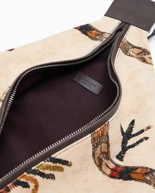 Giorgio Armani Printed Fabric Backpack Sack