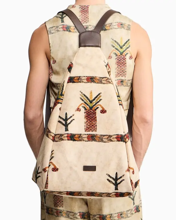 Giorgio Armani Printed Fabric Backpack Sack