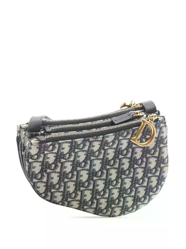 Dior Oblique Canvas Saddle Triple Zip Crossbody Bag - Brown