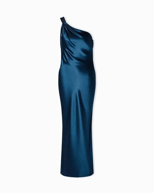 Giorgio Armani Long One-shoulder Silk Dress