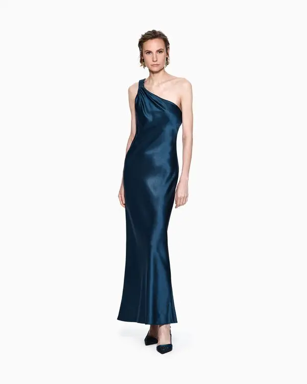 black feather evening dress Giorgio Armani