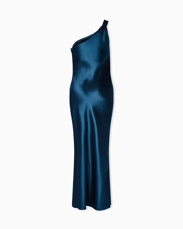 Giorgio Armani Long One-shoulder Silk Dress