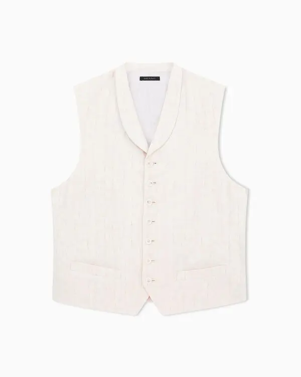 Giorgio Armani Jacquard Viscose And Linen Waistcoat - Beige