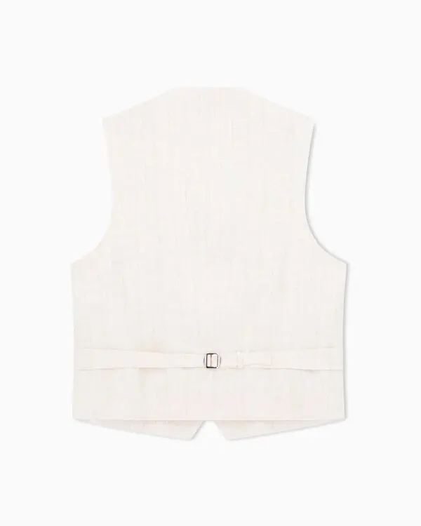 Giorgio Armani Jacquard Viscose And Linen Waistcoat - Beige