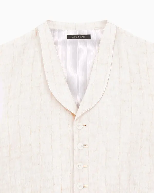 Giorgio Armani Jacquard Viscose And Linen Waistcoat - Beige