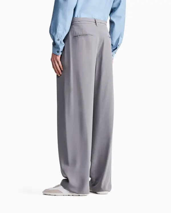 Giorgio Armani Silk And Linen Single-pleat Trousers