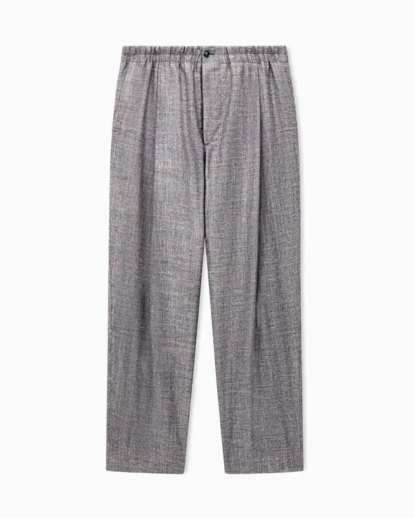 Giorgio Armani Silk And Linen Single-pleat Trousers - Grey