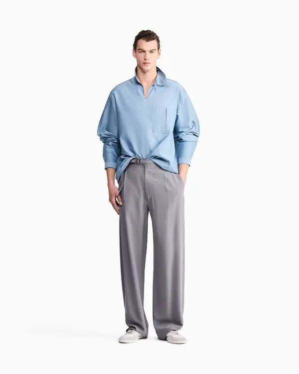 Giorgio Armani Silk And Linen Single-Pleat Trousers - Grey