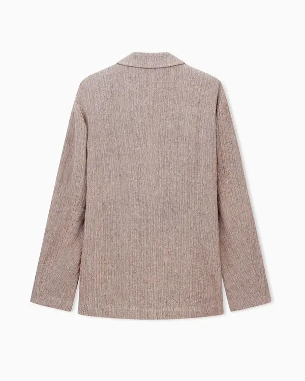 Giorgio Armani Double-breasted Mouliné Linen Jacquard Jacket