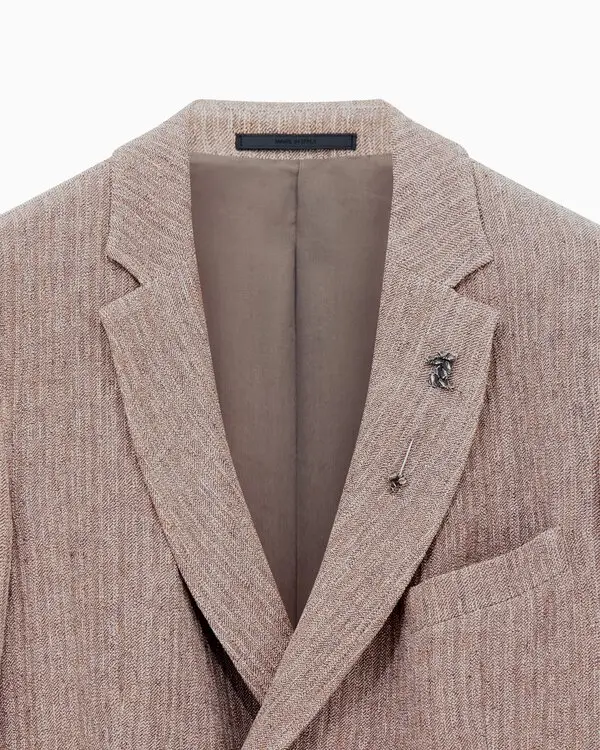 Giorgio Armani Double-breasted Mouliné Linen Jacquard Jacket