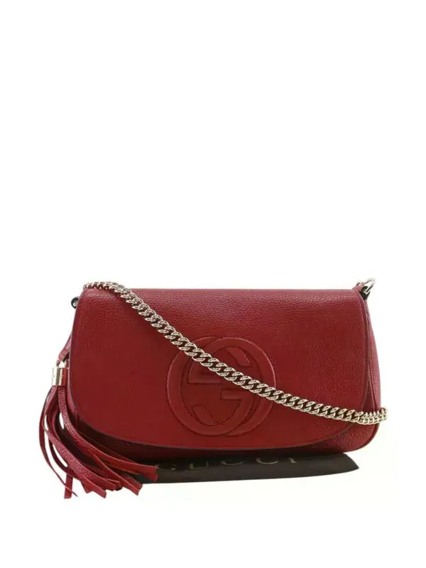 Gucci 2000-2015 Leather Soho Chain Flap Crossbody Bag - Red