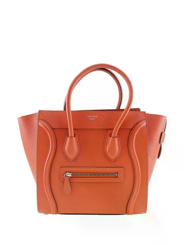 Celine 2012-2018 Micro Leather Luggage Tote Bag - Orange